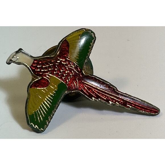 Jewelry | Enamel Pheasant Lapel Hat Vest Pin Vintage | Poshmark